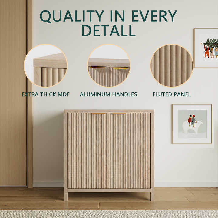 Professional Extra Thick Mdf Small Fluted Sideboard Cabinet Adjustable ...