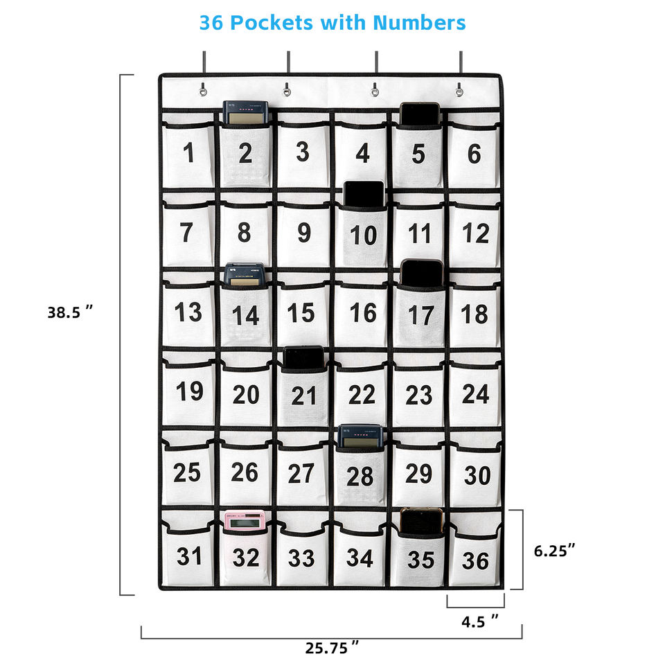 Numbered Classroom Phone Pocket Chart Wall Organizer School ...