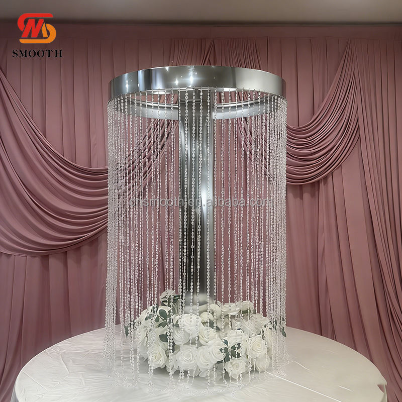 SMOOTH Shiny Tall Silver Pillar Flower Stand Table Centerpiece Hanging ...