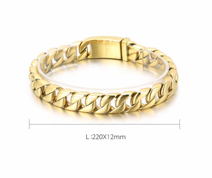 15mm Wide Cuban Chains with Box Clasp Stainless Steel 18k Gold Plated ...