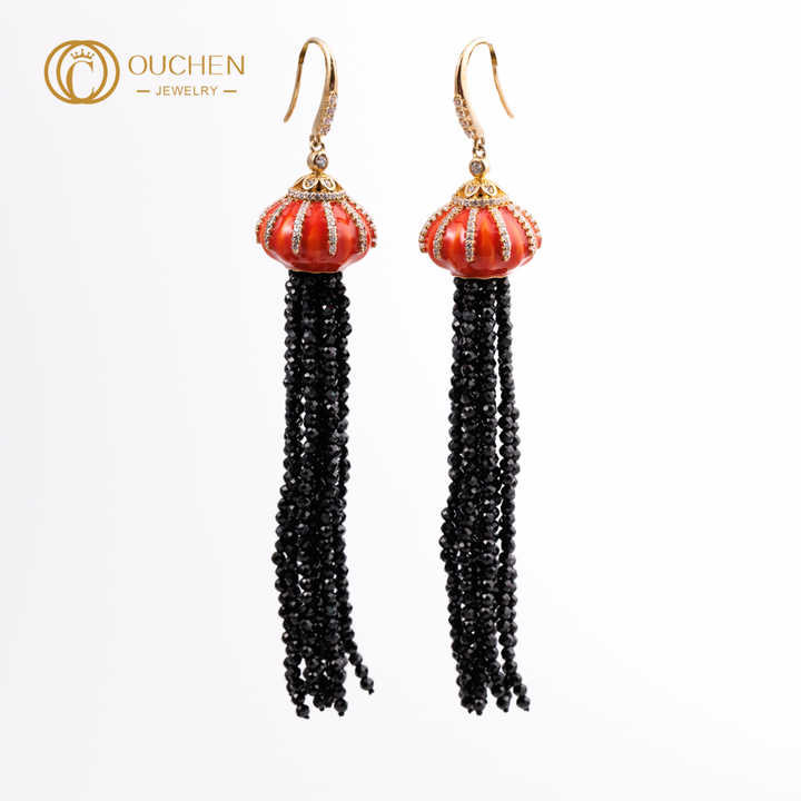 OUCHEN IGI GIA Certified Vintage Women's Gold Earrings 9k 14k HPHT CVD ...