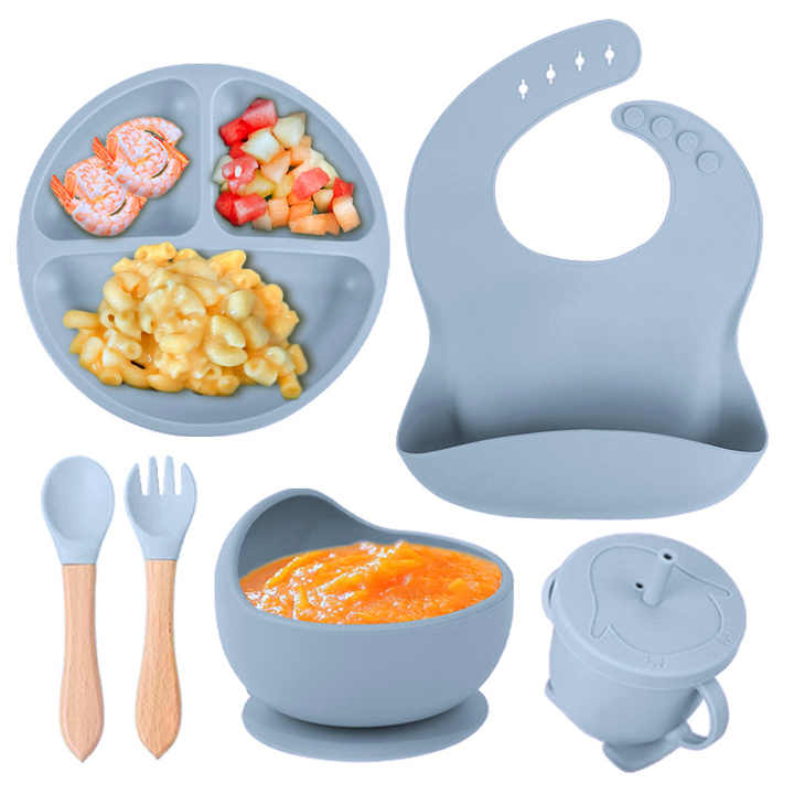 Custom Newborn BPA Free Food Grade Silicone Baby Tableware Set 6 PCS ...