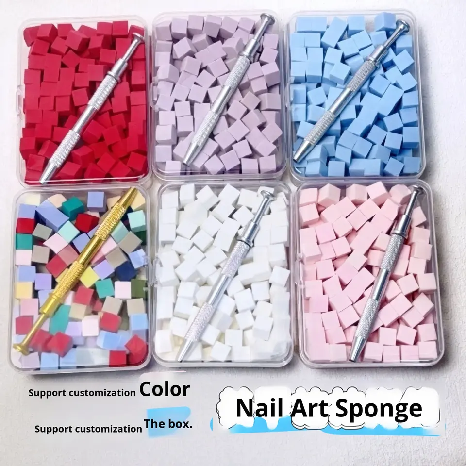Professional Solid Square Nail Art Sponge Applicator 50-100Pcs Soft ...