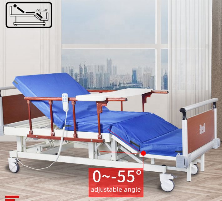 Adjustable ICU Patient Bed with 3 Crank Motorized Function