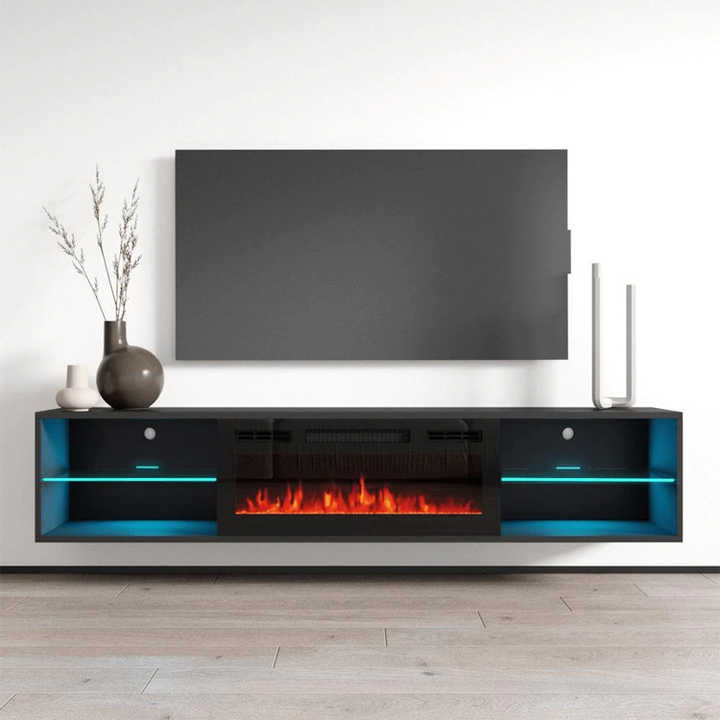 Modern Floating Electric Fire Place TV Stand for Living Room