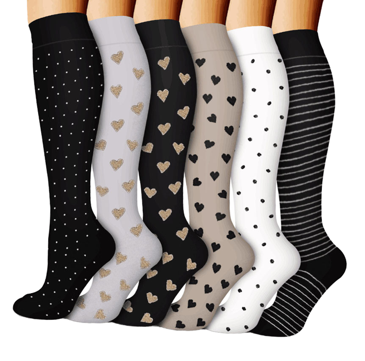 Animal Patterned 20-30 MMHG Compression Knee-High Workout Sport Socks ...