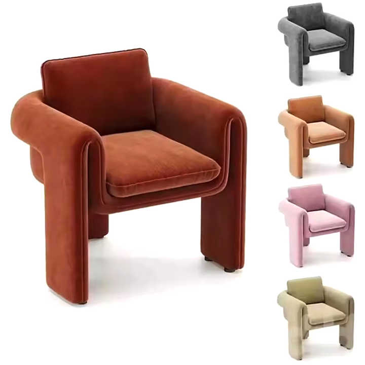 Luxurious U Shape Back Velvet Armchair - Barrel Accent Chair