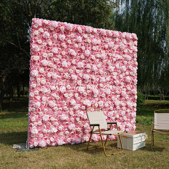 Wholesale Roll up Flower Wall 8ft X 8ft Silk Artificial Rose