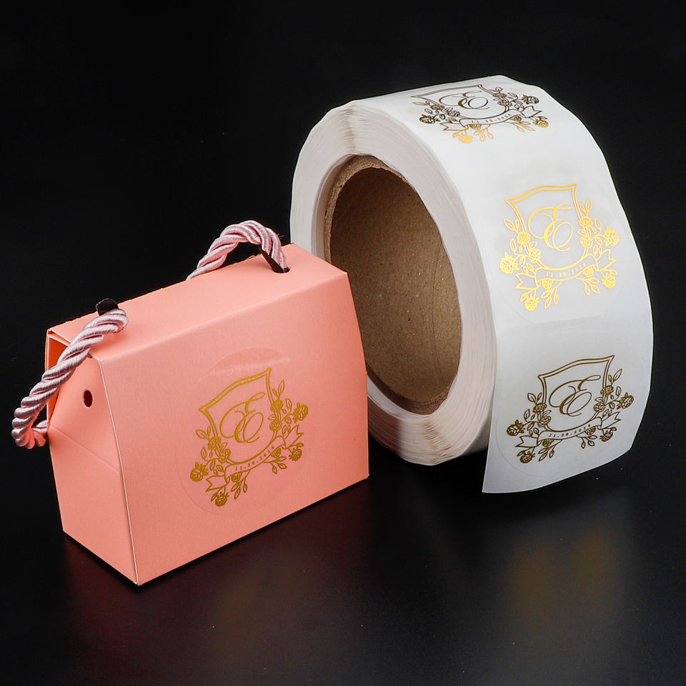 Custom Gold Foil Transparent Wedding Stickers Personalized Crest Favor ...