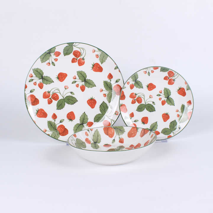 12pcs Ceramic Dinnerware Set with Digital Printing Dishes Porcelain ...