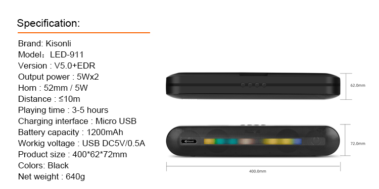 Kisonli LED-911 magnetic new blue tooth speaker gaming speakers rgb ...