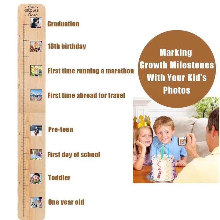 Solid Wood Foldable Children's Height Wall Chart Home Decor Growth ...