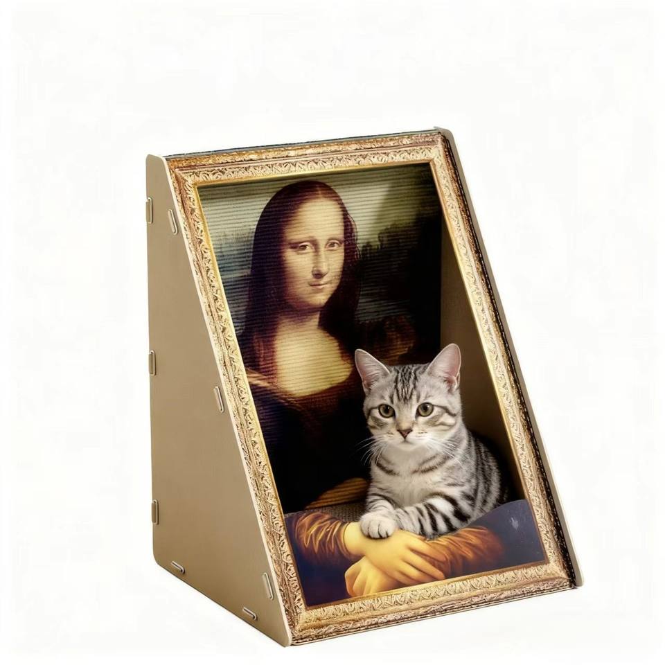 Mona Lisa Cat Nest Sisal Oil Painting Frame Cat Scratch Board Famous ...
