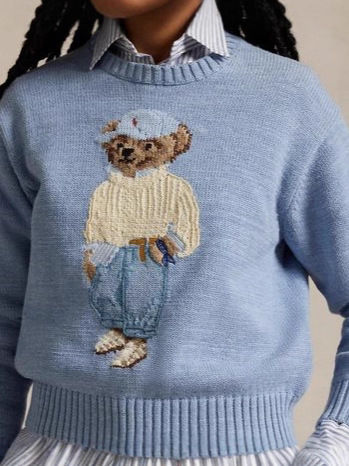 High-quality Bear Heavy Industry Embroidery Cartoon Round Neck Knitted ...