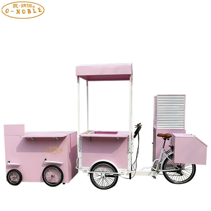 Coffee Push Cart - Mobile Cold Drink Cart with Cotton Candy Bike