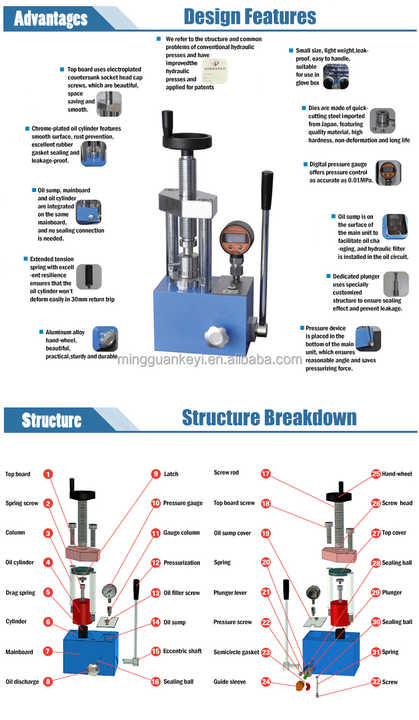 24T 500C Laboratory Hydraulic Lamination Hot Press PCH-600CG