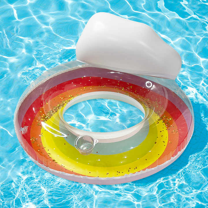 Inflatable Pool Swimming Ring Float Premium Rainbow Pool Floats Tube ...