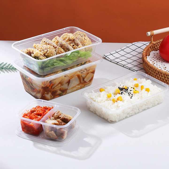 Transparent Thickened Disposable Microwavable Lunch Box with Lid Food ...