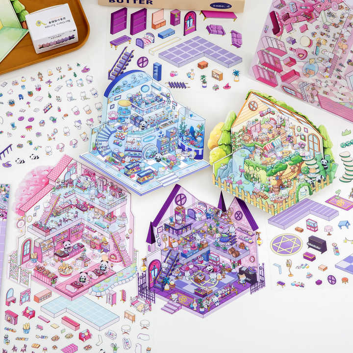 3 Per Pack of Cute fairy Tale Scenic Cottage 3d Stickers Handbook ...