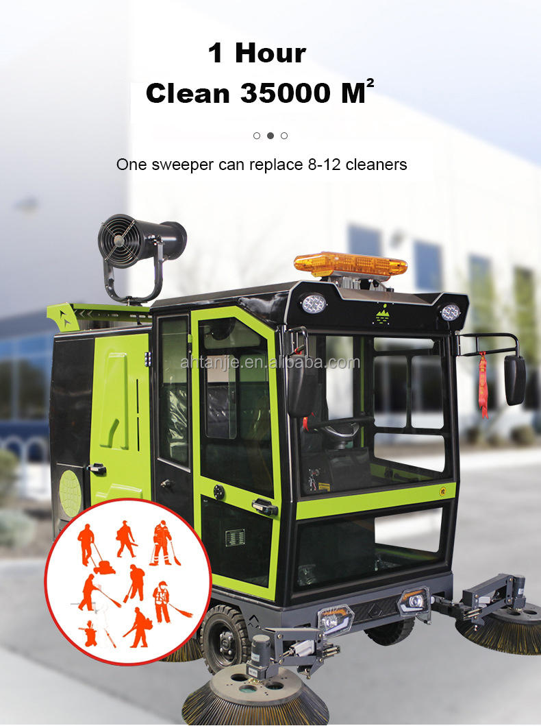 Best Four Wheel Steering Road Sweeper Cleaning Machine Electric Fuel ...