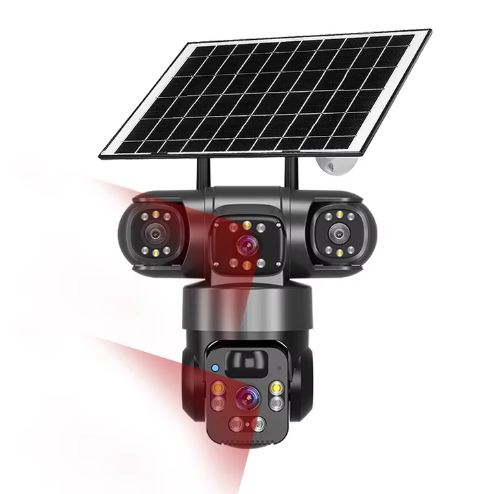V380 PTZ Camera 3 Lens Solar Surveillance Camera Wireless Wifi Two Way ...