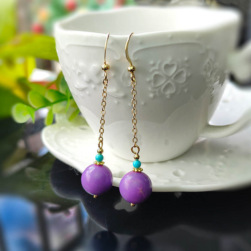 Original Design Natural Mica 925 Silver Earrings 14K Gold-Plated Ethnic ...