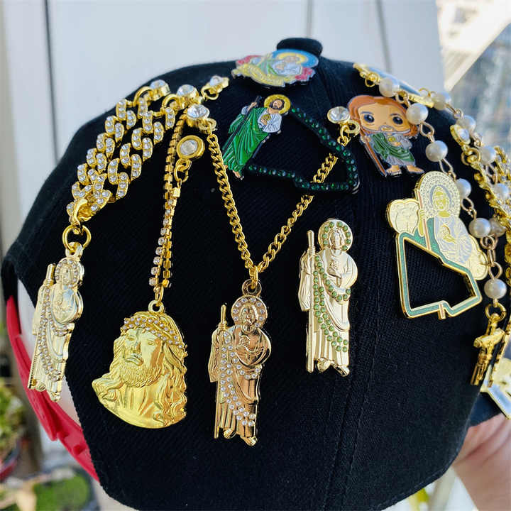 2024 New Custom Jesus Chain Pendant Trucker Caps Hats Chain Pin Custom ...