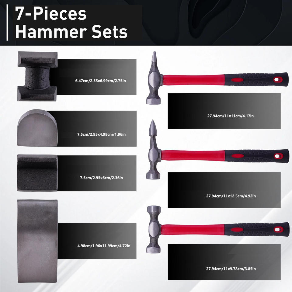 7 Pieces Metal Repair Hammer Leveling Hammer for Vehicle Tools Car Pit ...