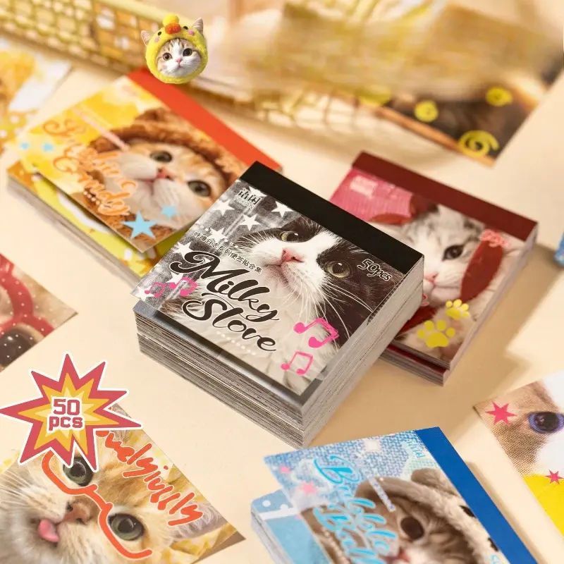 Cute Cat Face Sticky Note Sticker Kawaii Memo Pad for Journaling ...