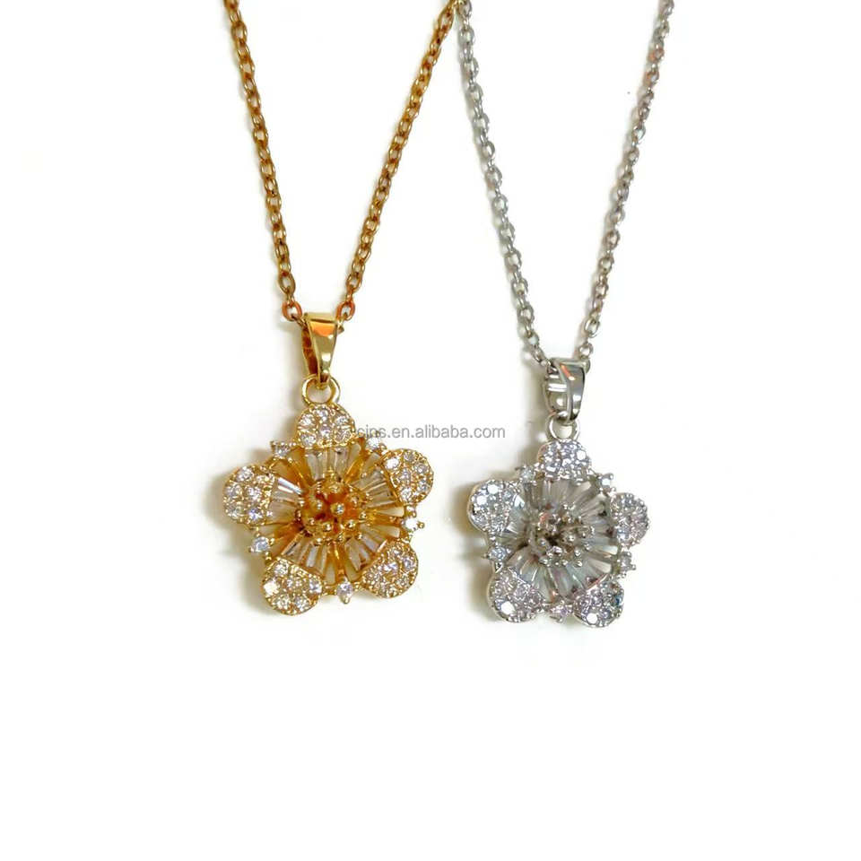 Light Luxury Niche Design Flower Pendant Full Zircon Stone Simple ...