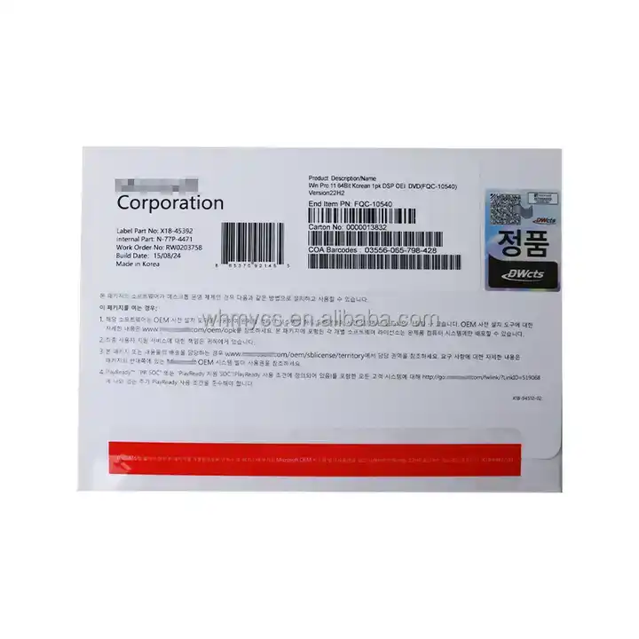 Win11 Pro Korean DVD Operating System OEM Key with 100% Online ...