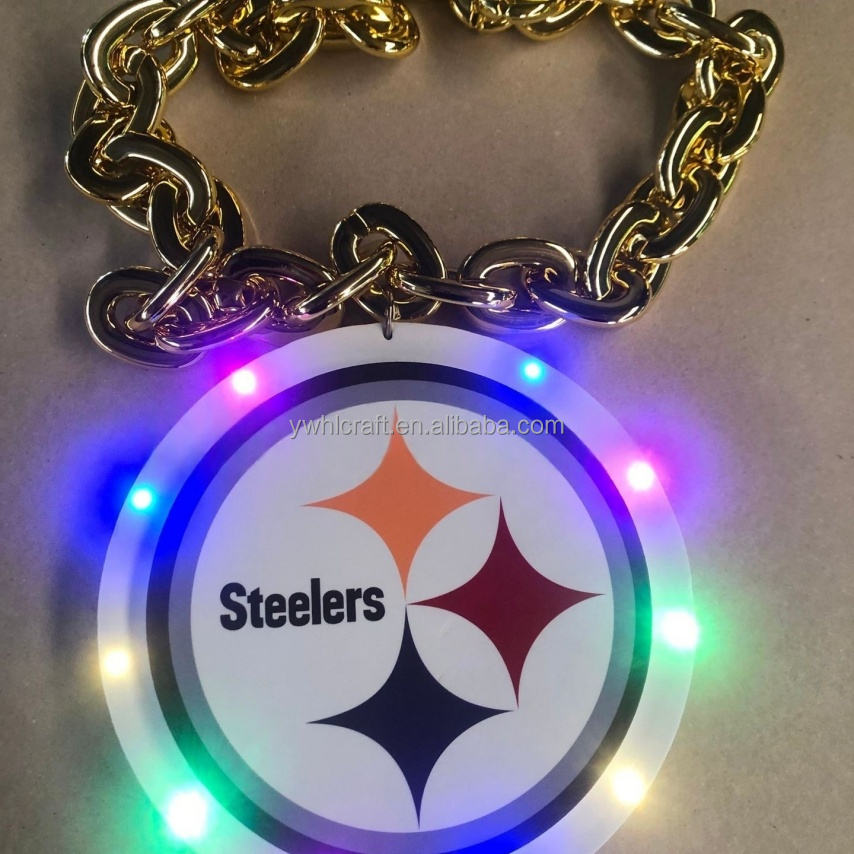 HLC Custom LED Lighting up Jumbo Pendant Necklace 3D Flashing Foam Fan ...