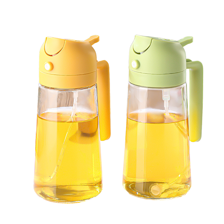 LOVFE Kitchen Dispenser and Sprayer Oil Bottle 470 ml 2-in-1 Glass ...