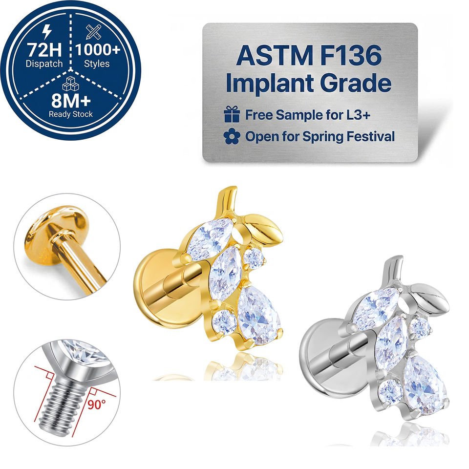 JIAXIN ASTM F136 Implant Grade Titanium Zircon 18K Gold Plated ...