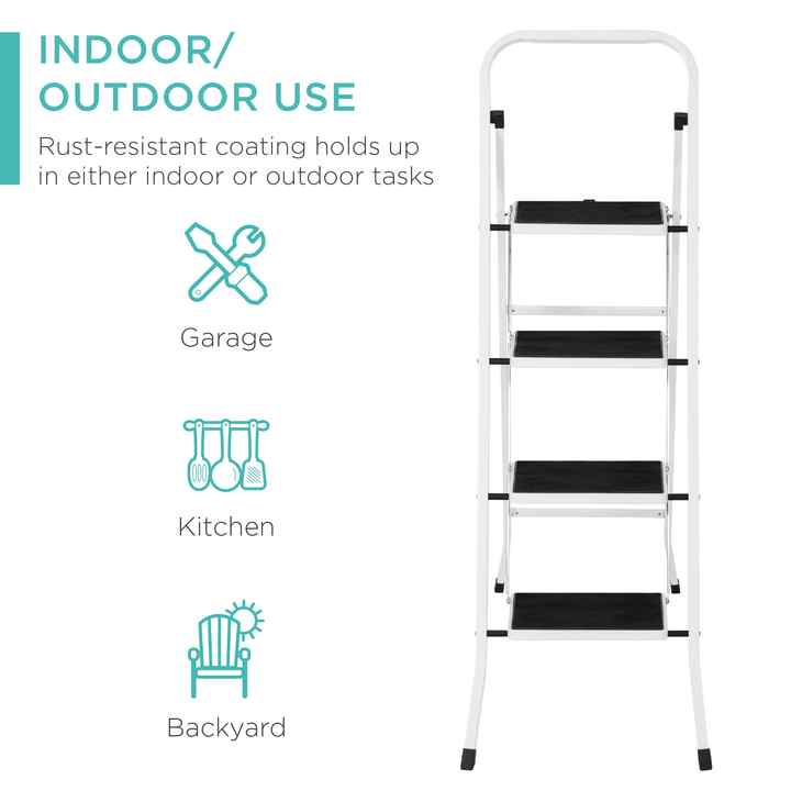 Factory Wholesale 4-Step Foldable Steel Ladders Industrial Design Metal ...