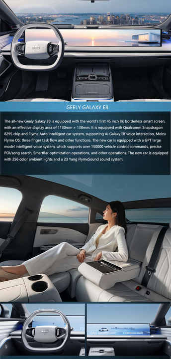 Geely Galaxy E8 2025 610km Qihang Premium Driving Edition Pure Electric 340 hp RWD 4door 5seat ...