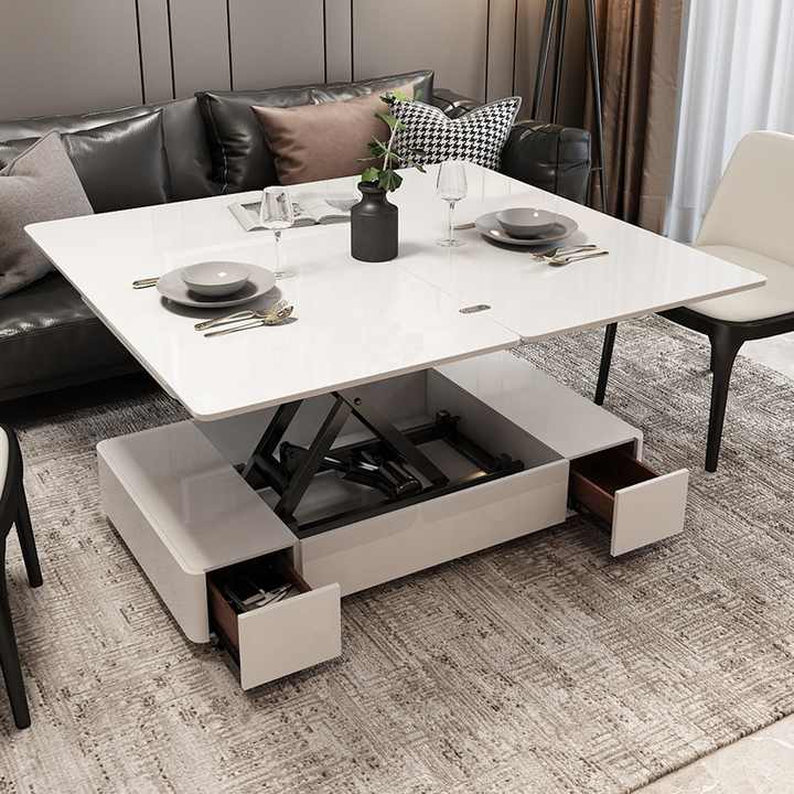 Height Adjustable Wood Convertible Dining Table Top Smart Lift Coffee Table