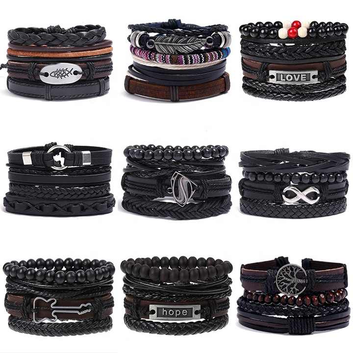 Shop Our Wholesale Multi Layer Leather Bracelet Set for Men