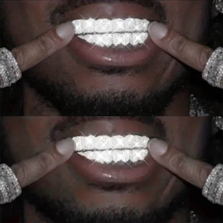 Iced Out Moissanite Diamond Custom Teeth Grillz up 8 Down 8 Teeth ...