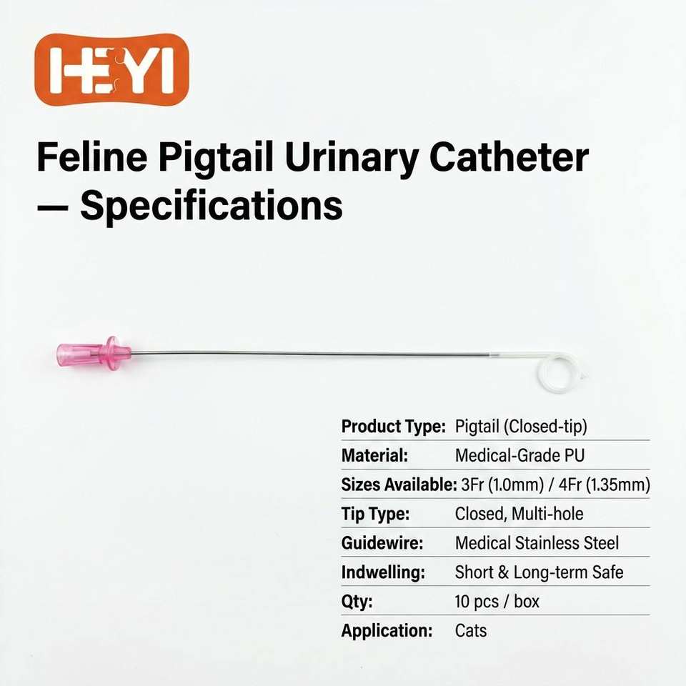 3Fr 4Fr Multi Sizes Pigtail Type Cat Urethral Catheter Anti-clog PU ...