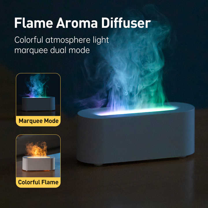 2025 Ultrasonic Flame Diffuser Night Light Wireless Essential Oil ...
