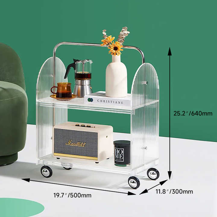 JERY Transparent Acrylic Storage Cart Clear Serving Trolley for Hotels ...