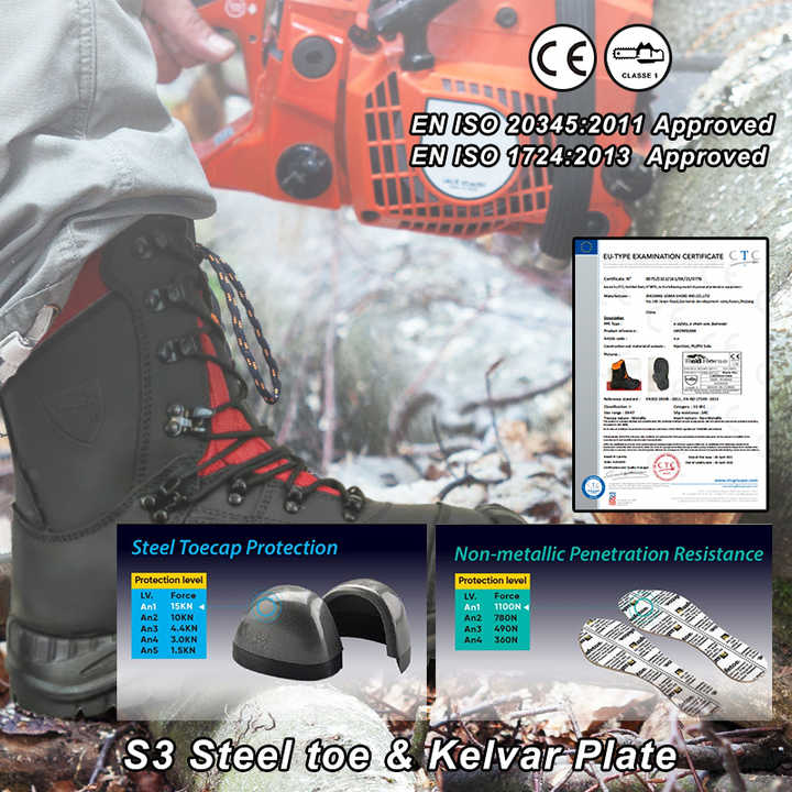 Customisable CE Approved Class 1 Chainsaw Boots Cut Resistant High ...