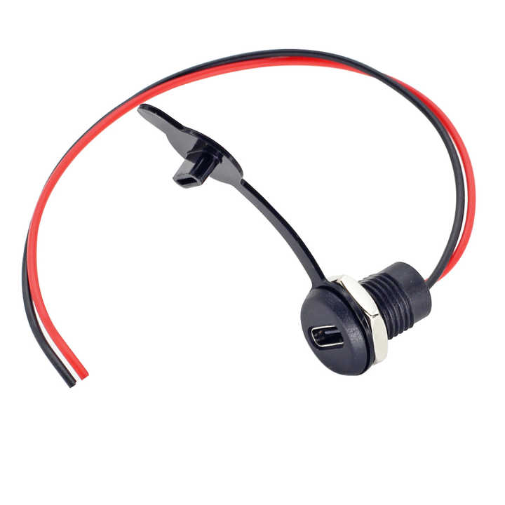 Waterproof Panel Mount USB C Female to PH2.0 2P Open Wires Power Cable ...