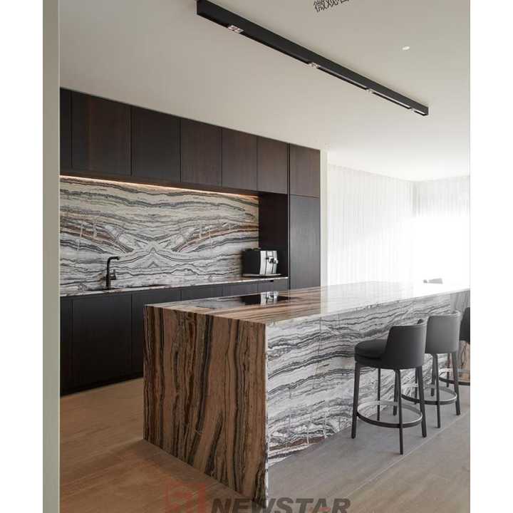 Tiramisu Jade Travertine Marble Kitchen Island Countertop Polished ...