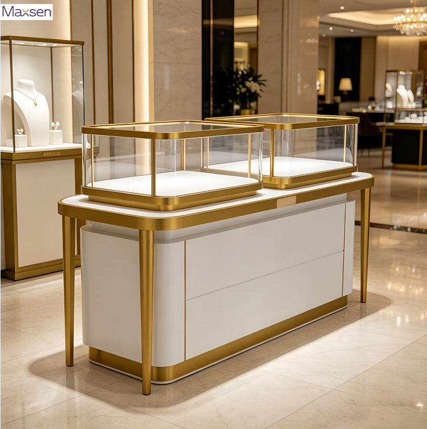 Maxsen Luxury High-End Gold Jewelry Display Cabinet LED Lighting ...