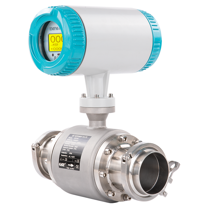 DN50 Tri-Clamp Electromagnetic Flow Meter Sanitary Connection Milk Flow Meter for Fluid ...