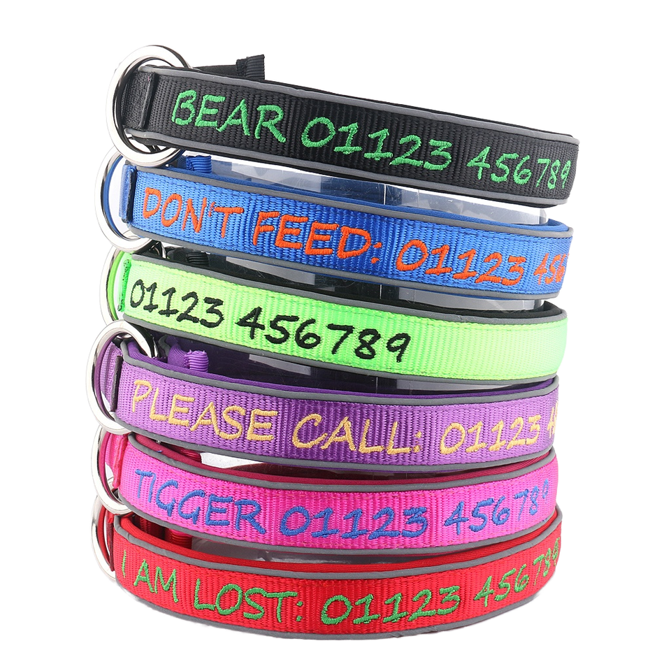 Reflective Cartoon Nylon Dog Collar with Ribbons ID Tag Anti-lost ...