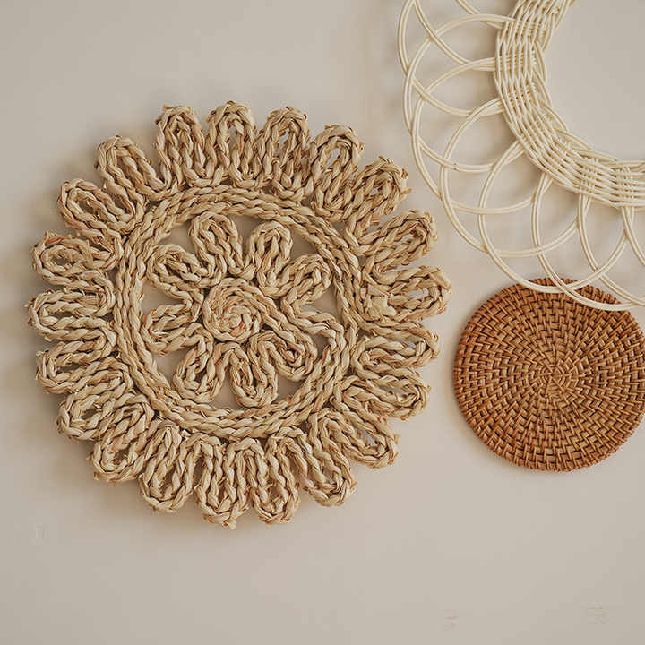 Traditional Nordic Bohemian Rattan Hanging Wall Art with Vertical ...
