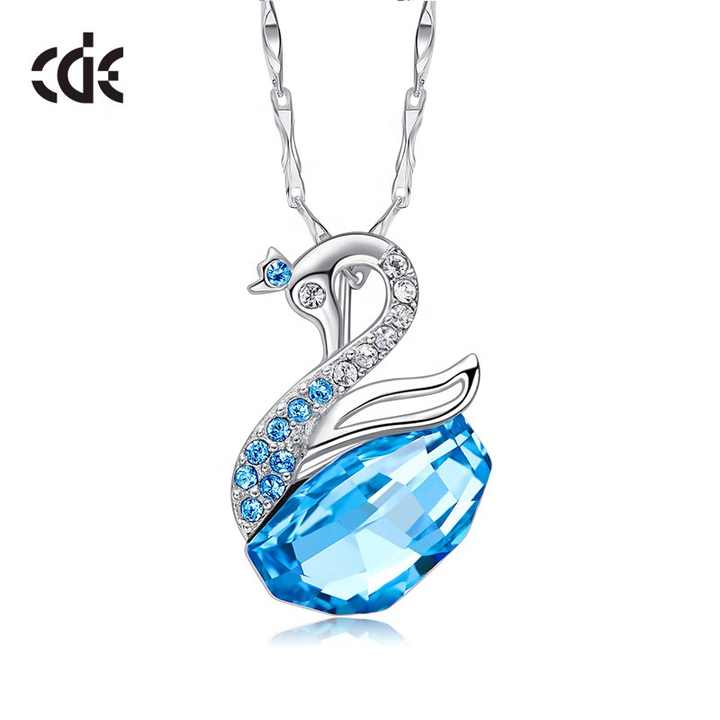CDE YP0058 Romantic Crystal Jewelry - Sterling Silver Swan Necklaces